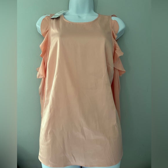 bebe | Tops | Bebe Blouse Top Cold Shoulder Medium Peach Colored Long ...